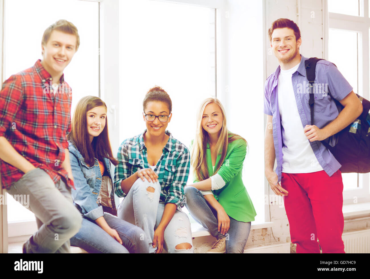 group of students at school Stock Photo - Alamy