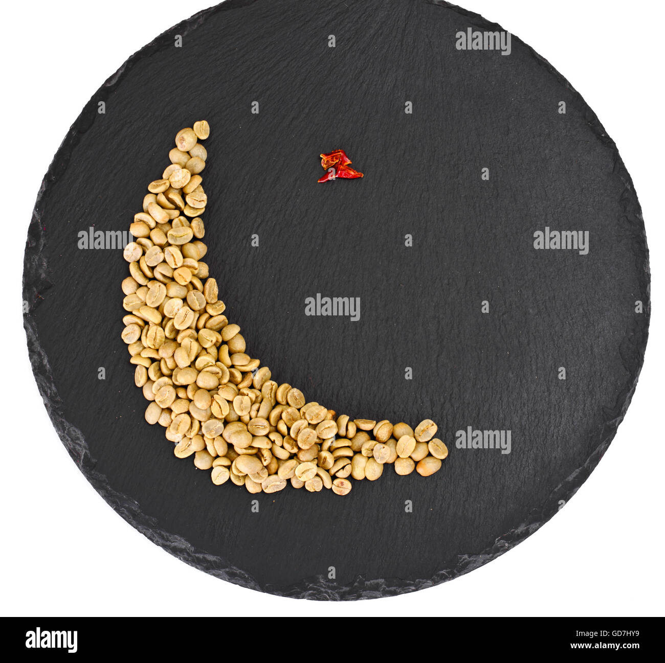 Green Coffee Beans in the Shape of the Moon Stock Photo - Alamy