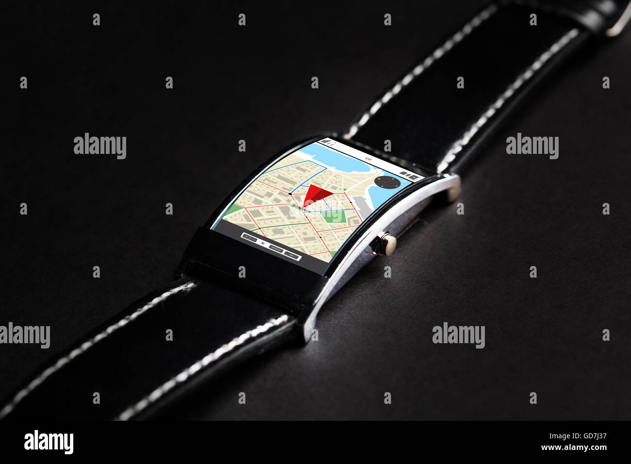 close up of smart watch with gps navigator map Stock Photo - Alamy