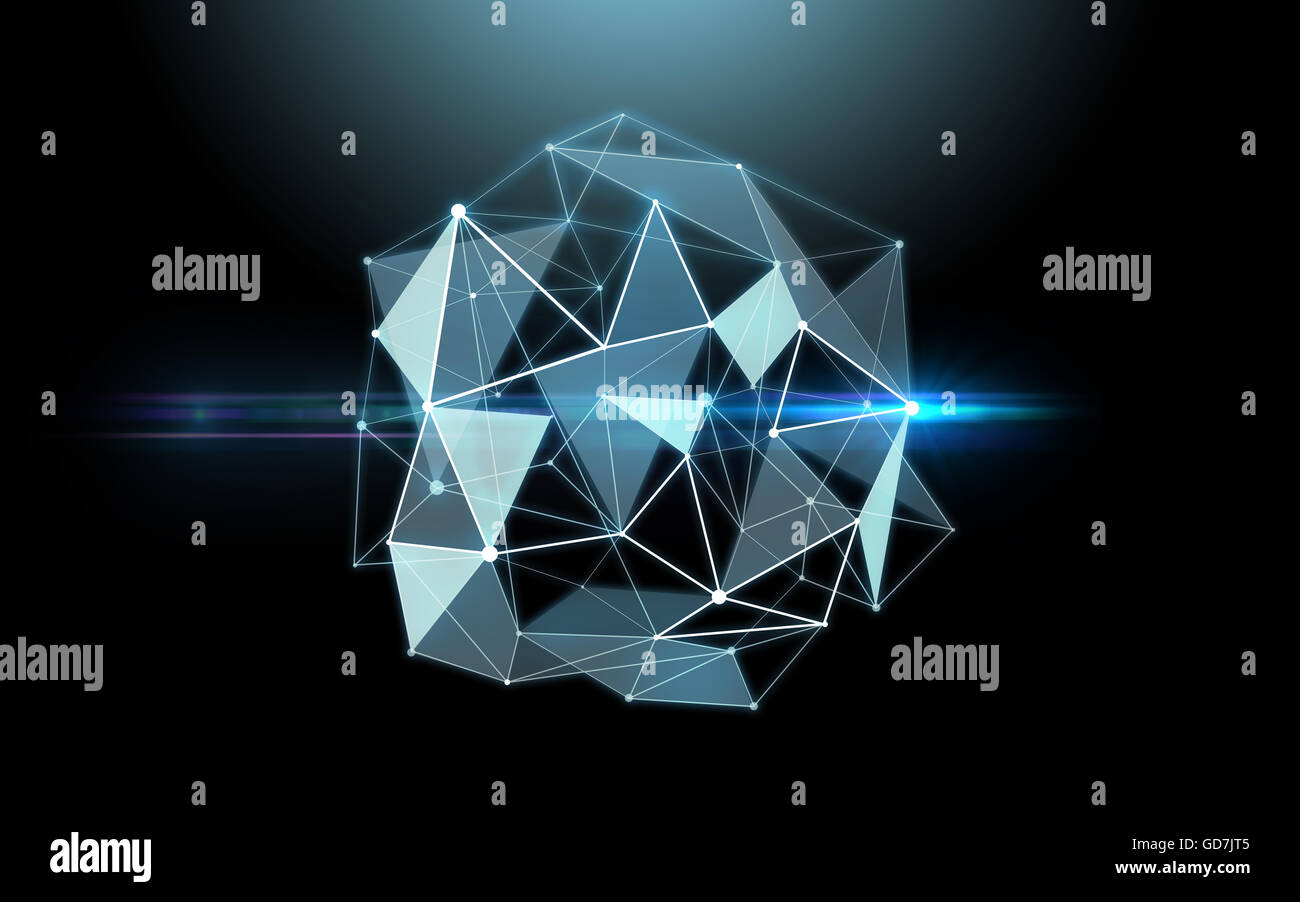 low poly virtual shape over black background Stock Photo - Alamy