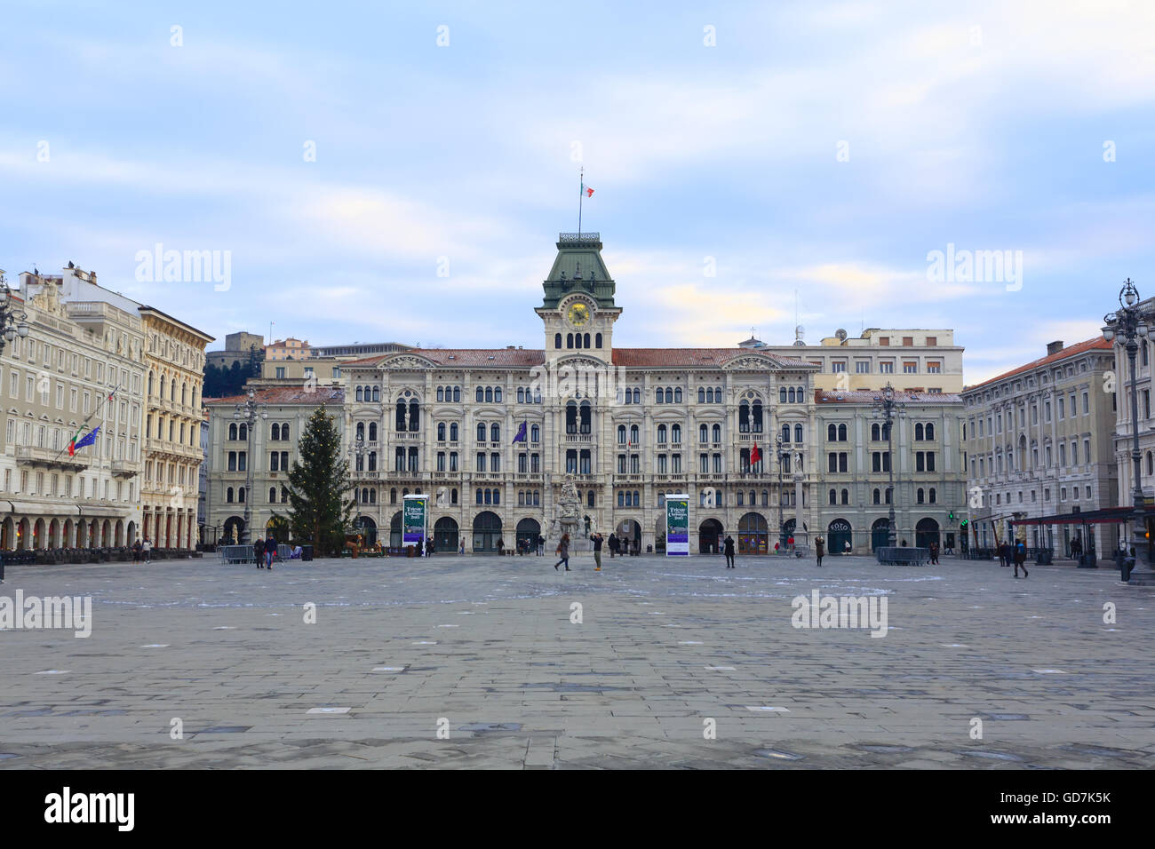 View of Trieste main square. "Unita d'Italia" square. Renaissance ...