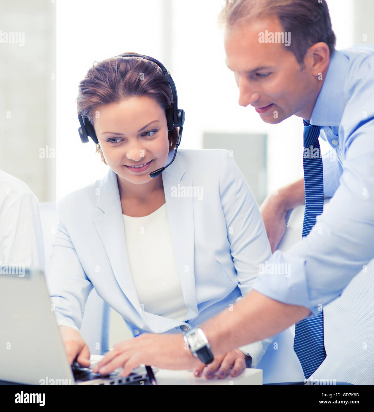 group of people working in call center Stock Photo - Alamy