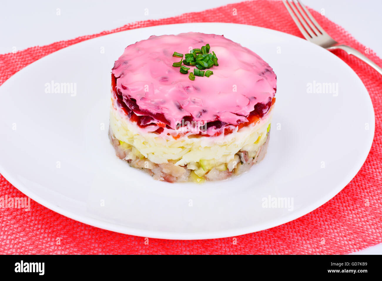 Russian Shuba Salad with Beetroot, Potatoes, Carrots and Herring Stock ...