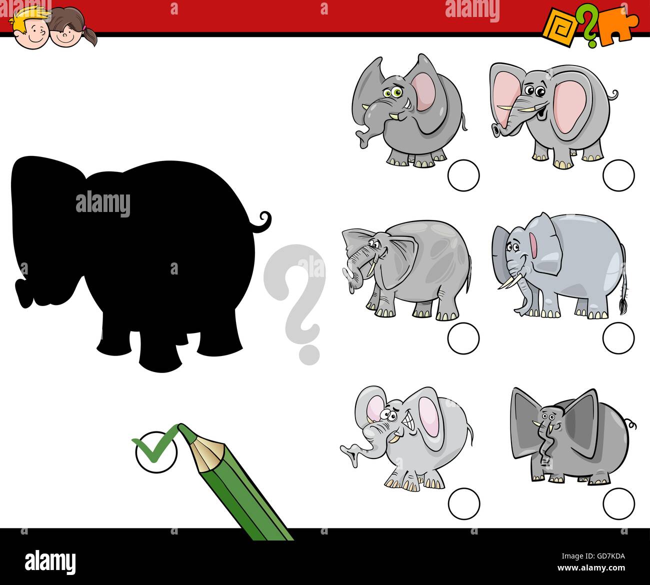 Cartoon Illustration of Educational Shadow Activity Task for Preschool ...