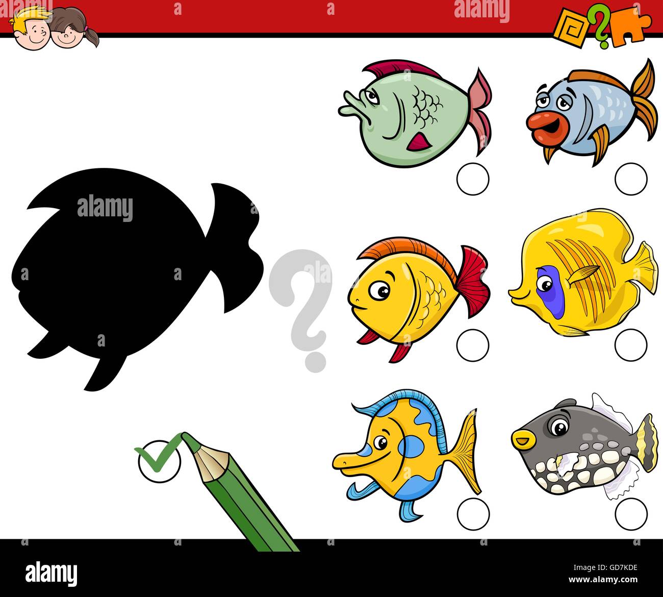 Cartoon Illustration of Educational Shadow Activity Task for Preschool ...