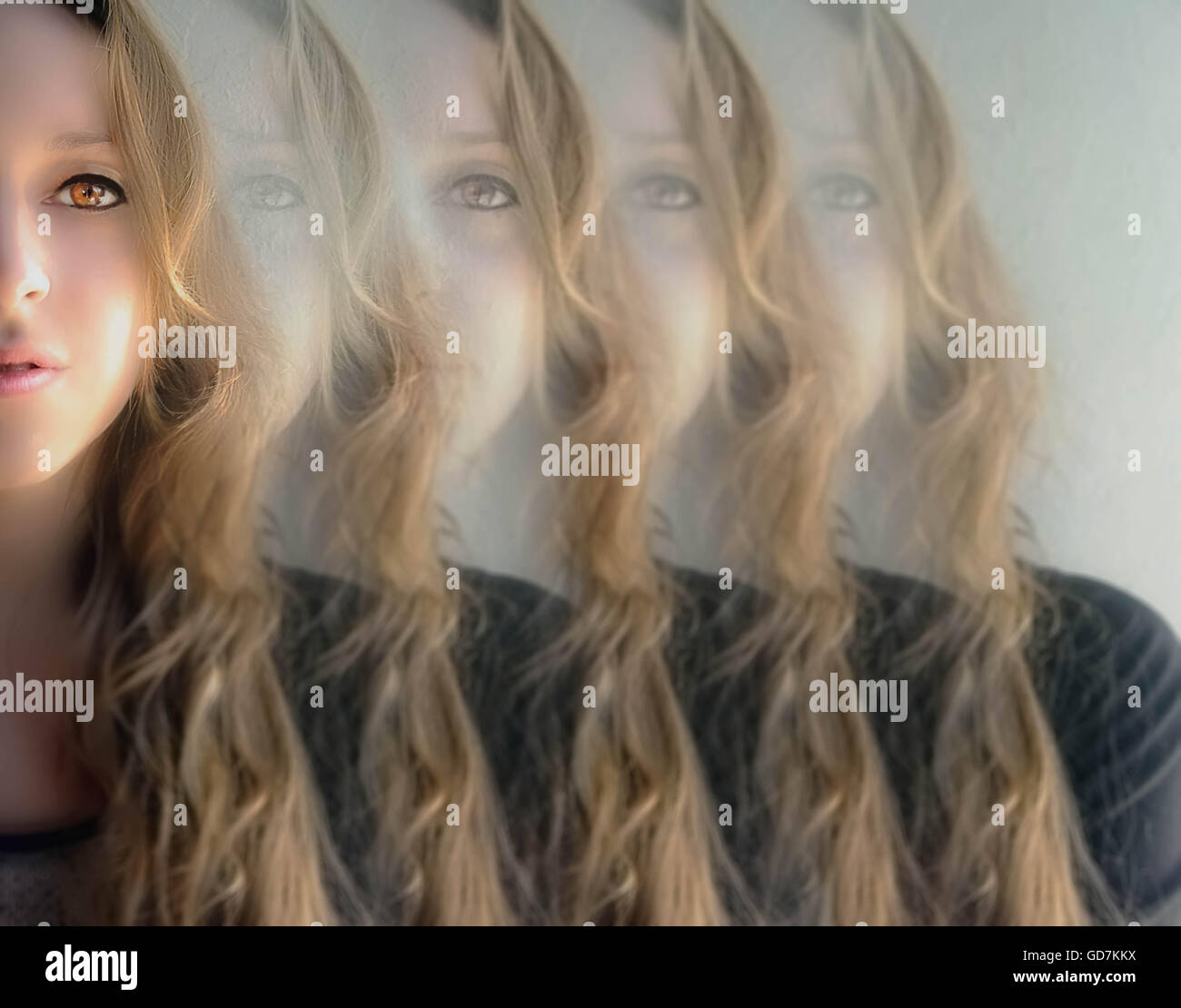 Beautiful woman reflected Stock Photo - Alamy