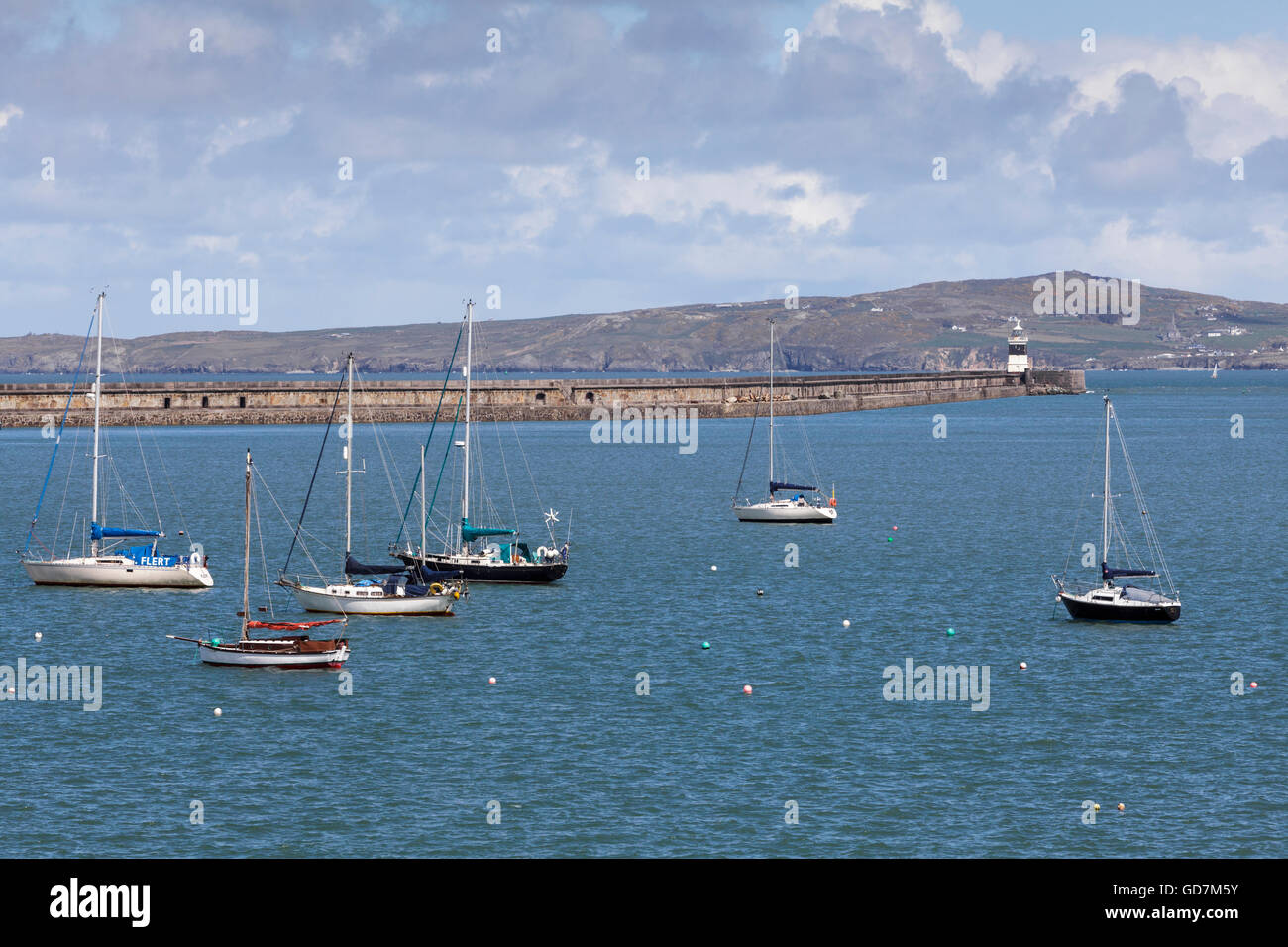 Boats at Holyhead Harbour Anglesey Stock Photo - Alamy