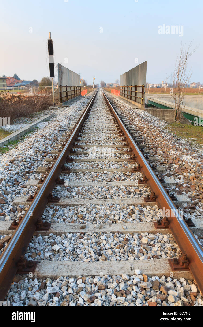 Train tracks in perspective. Transportation, outdoor Stock Photo - Alamy