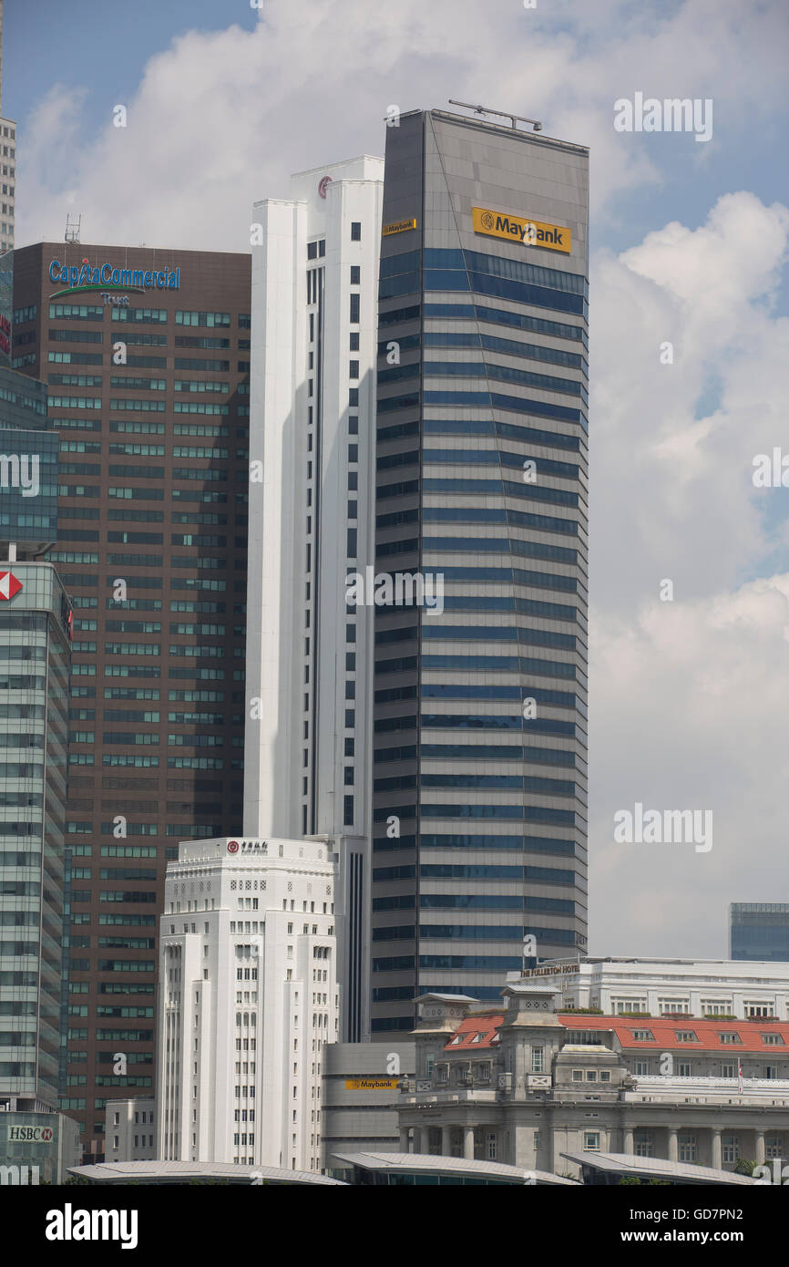 View of the Financial District high rise buildings in Singapore as seen ...