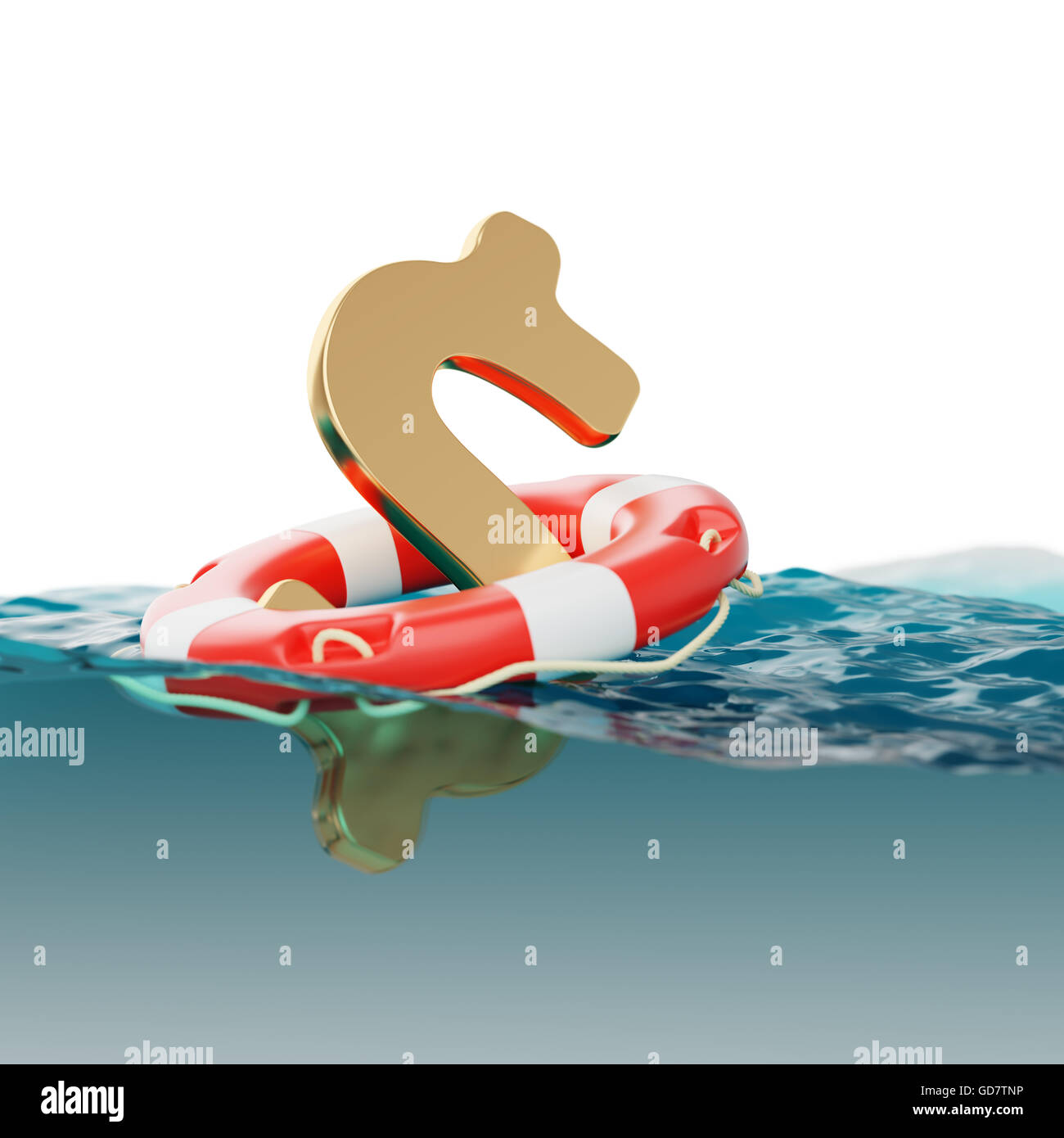 US Dollar Sign Inside of Lifebuoy in Open Water 3d Illustration Concept ...