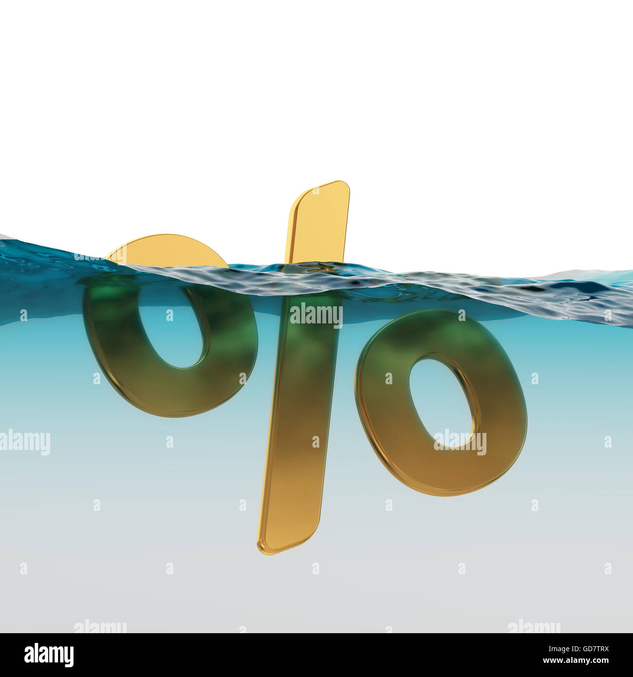 Percent Symbol Split Level Sinking or Wavering 3d Illustration Concept ...