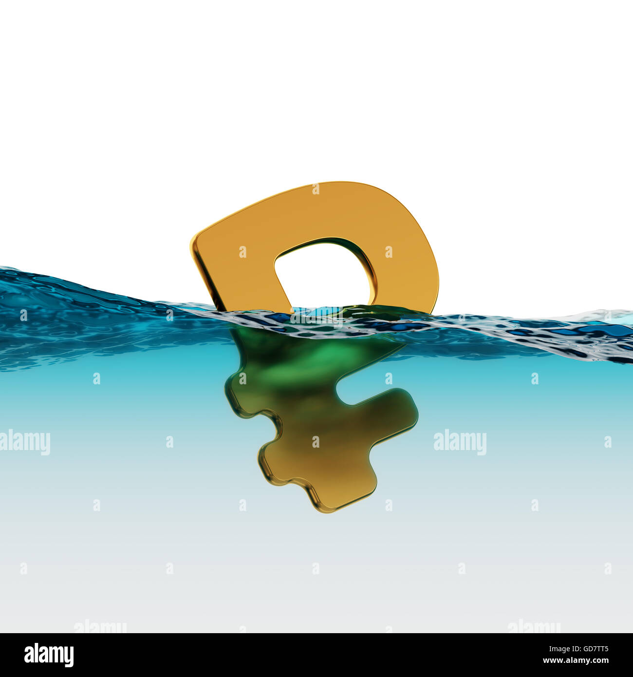 Russian Rouble Symbol on Water Surface Split Level Economic Instability ...