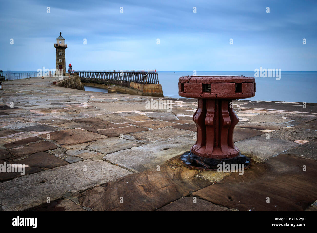 Long exposure of Whitby Pier, Whitby, North Yorkshire, UK Stock Photo ...