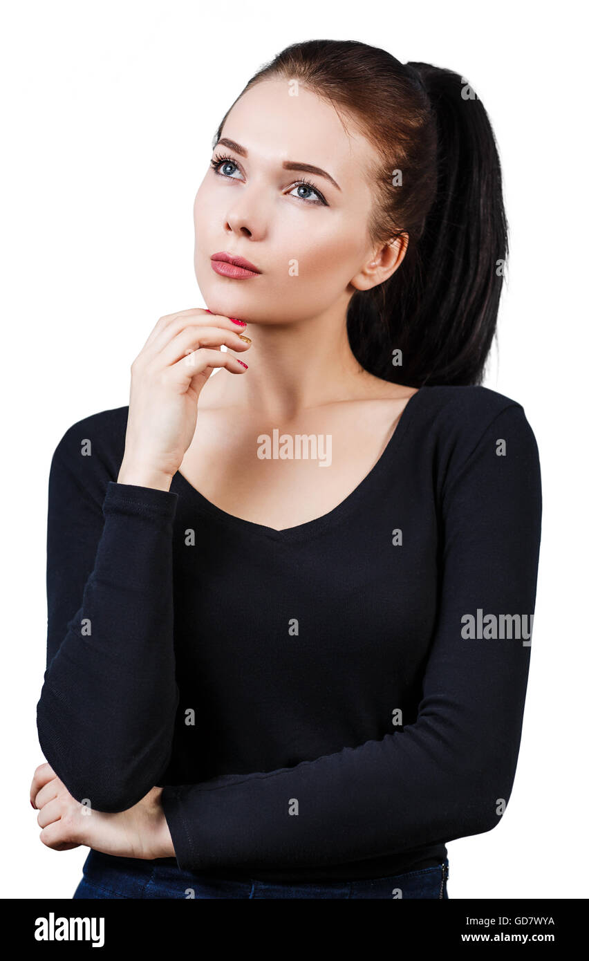 Black woman thinking hi-res stock photography and images - Alamy