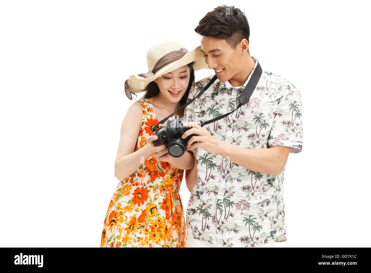 Young lovers look at the camera Stock Photo - Alamy