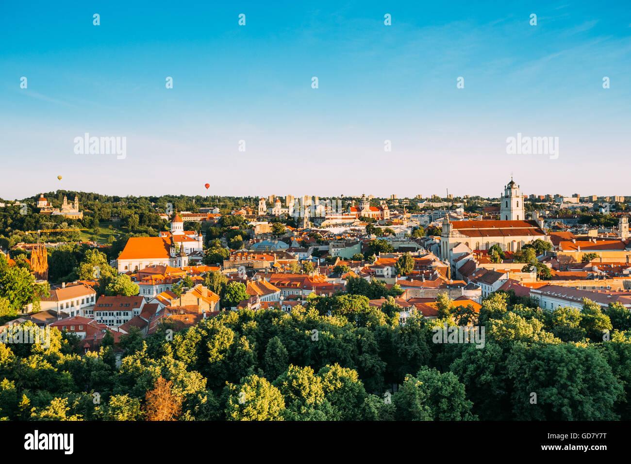 Sunset Sunrise Cityscape Of Vilnius, Lithuania In Summer. Beautiful ...