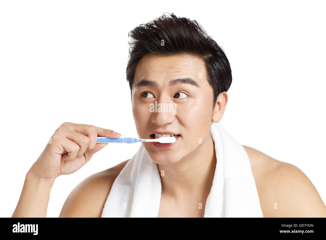 Young men are brushing his teeth Stock Photo - Alamy