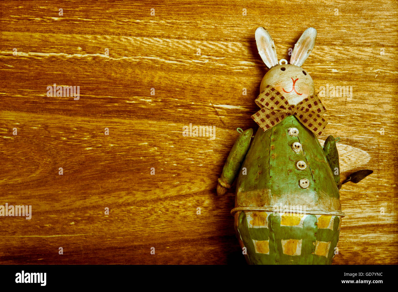 vintage toy rabbit on wood Stock Photo - Alamy