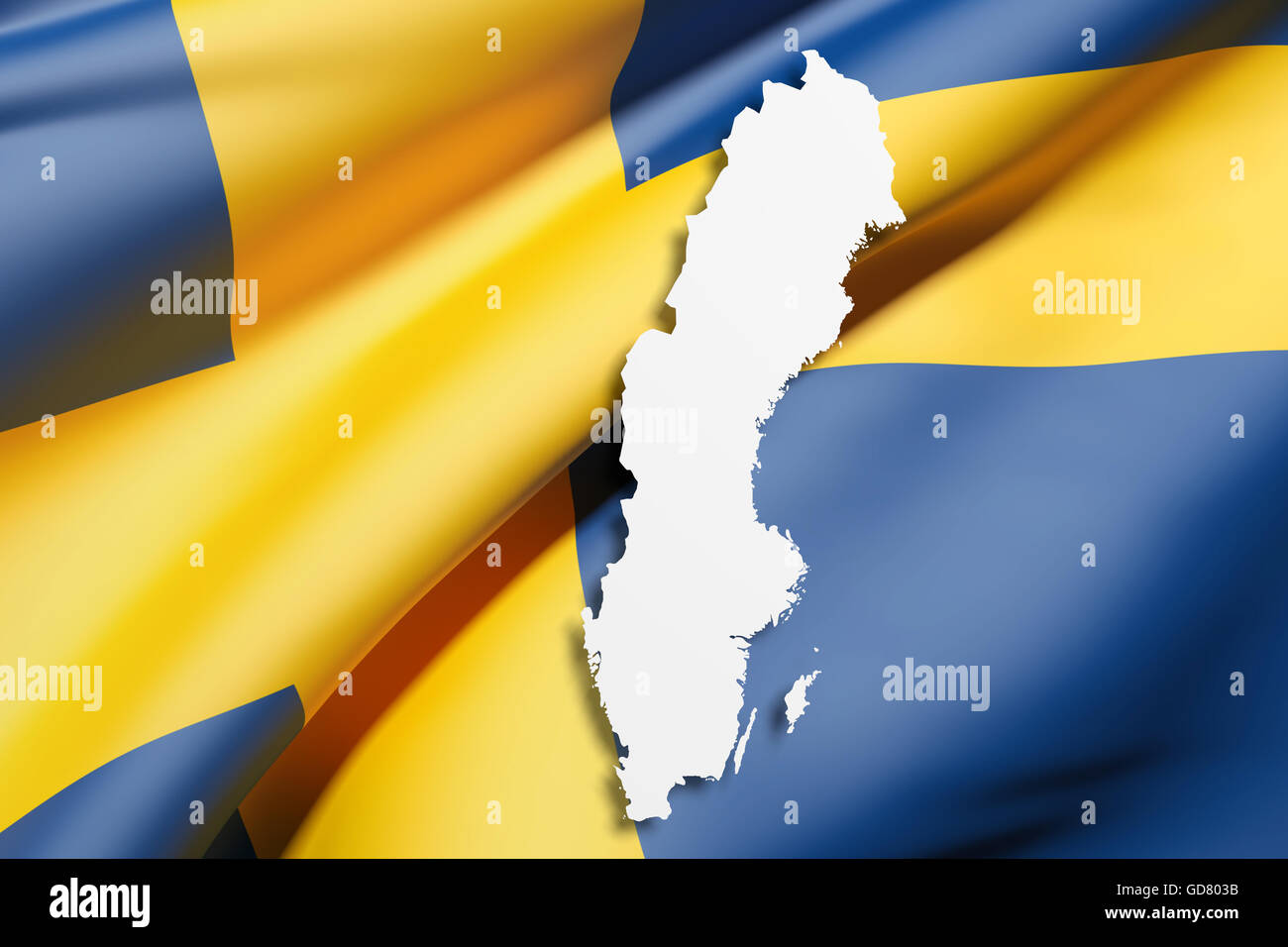 3d rendering of Sweden map and flag on background Stock Photo - Alamy