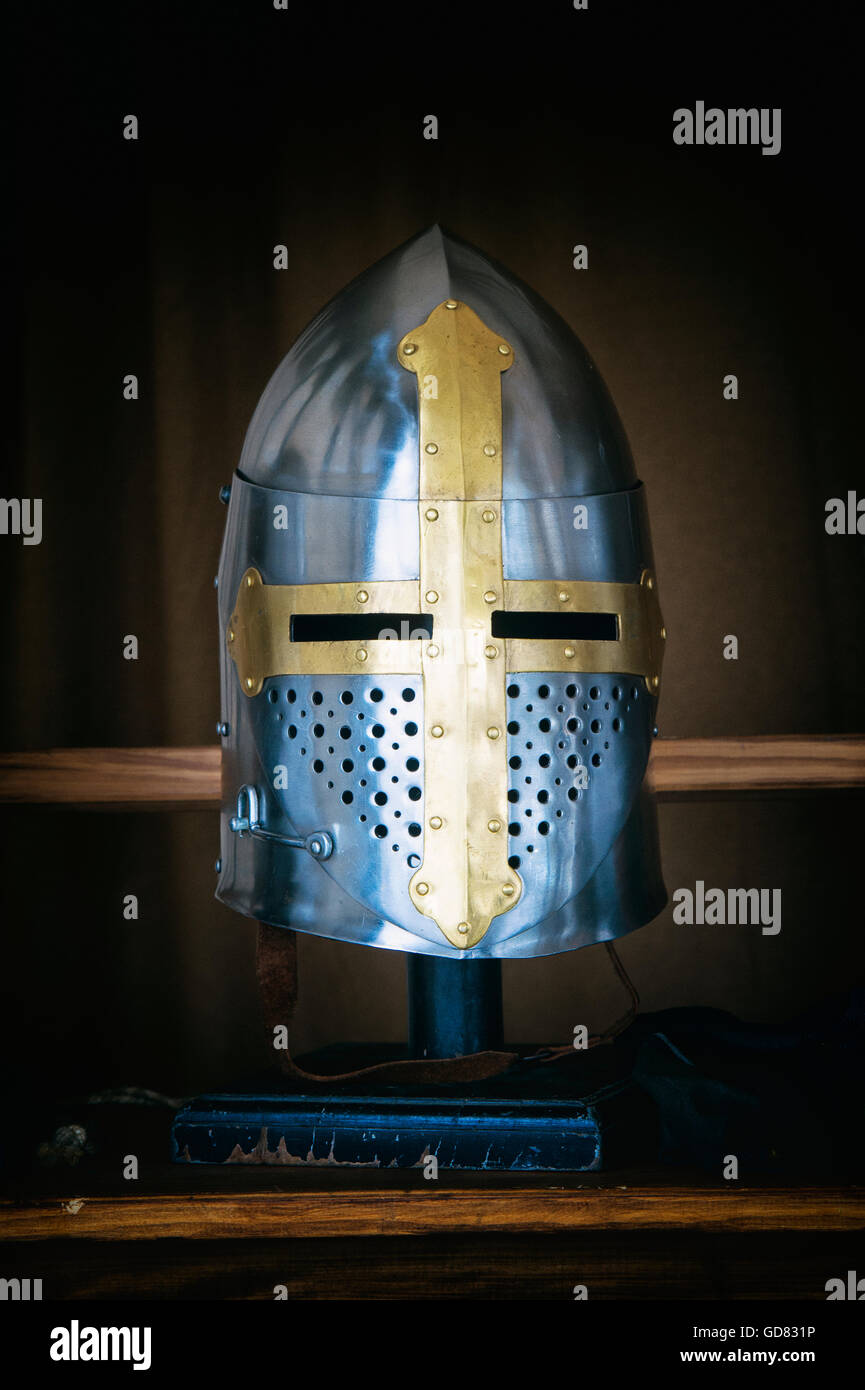 Medieval knights helmet at the Tewkesbury medieval festival 2016 ...