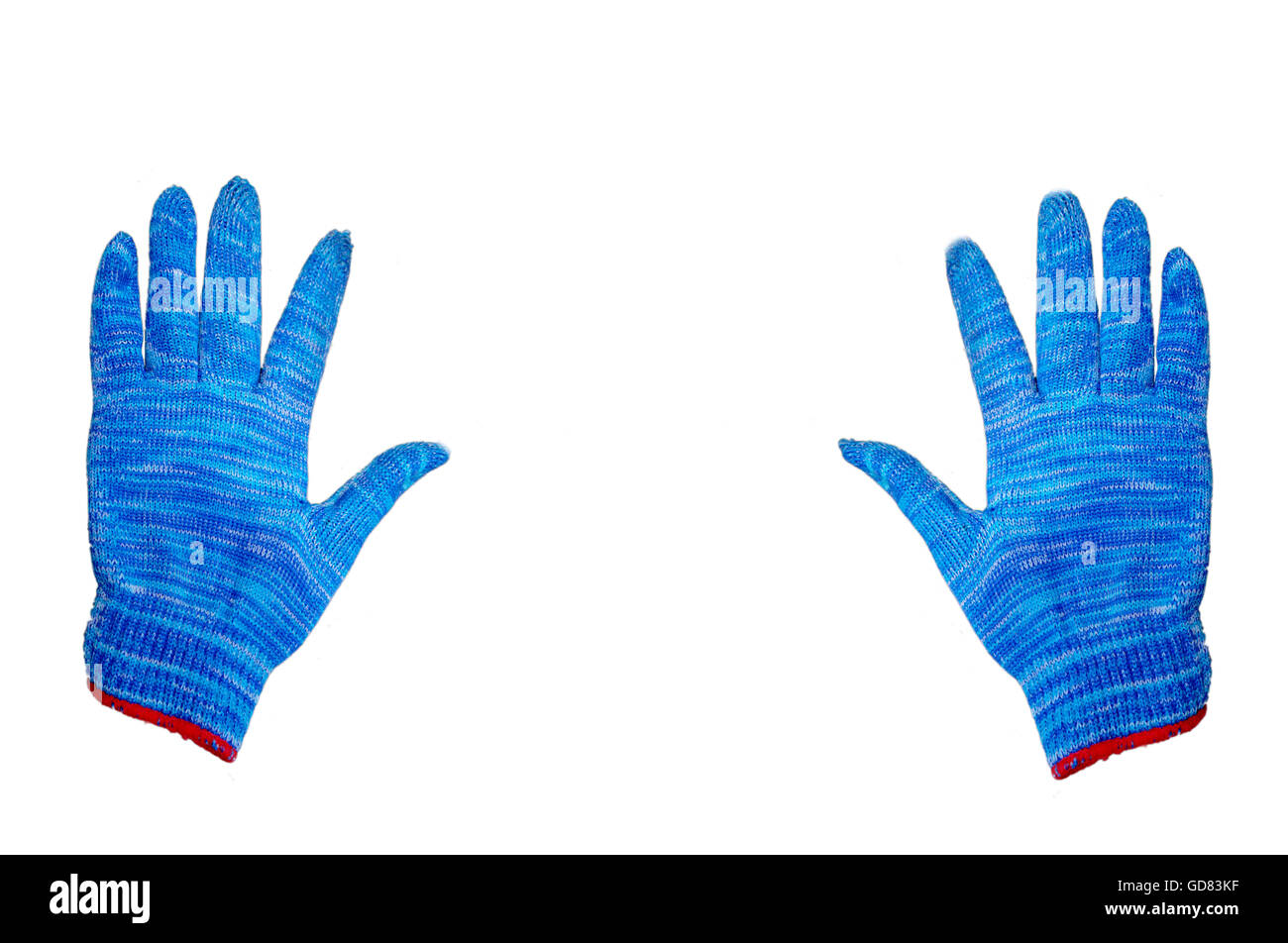 two cloth gloves isolated on white background with space between them ...
