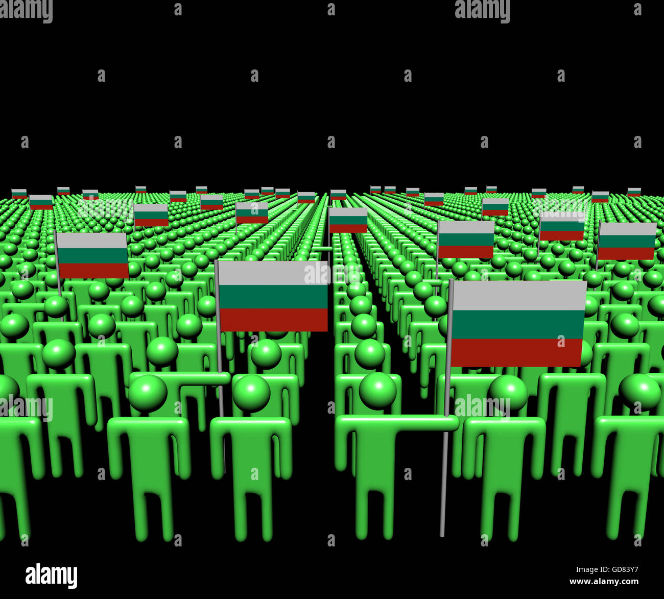 Crowd of abstract people with many Bulgarian flags illustration Stock ...