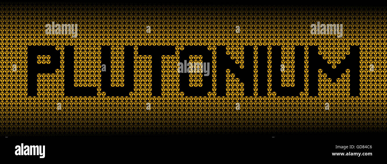 Plutonium text on radioactive warning symbols illustration Stock Photo ...