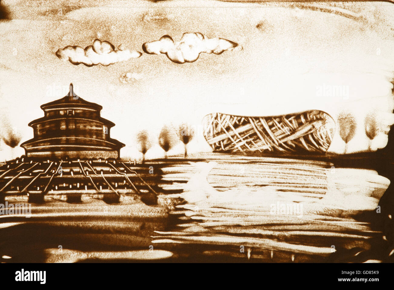 Sand painting creative Stock Photo - Alamy