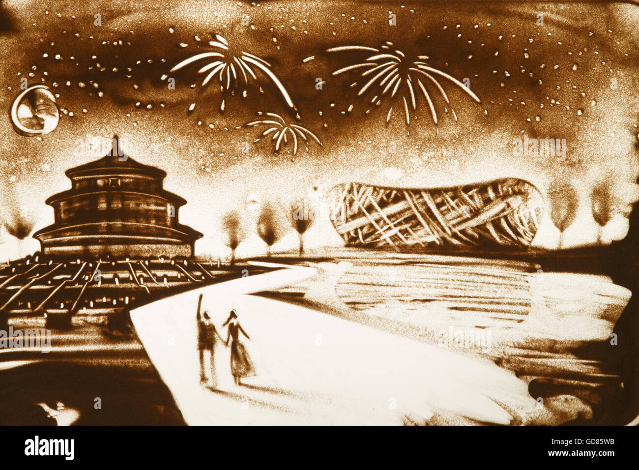 Sand painting creative Stock Photo - Alamy