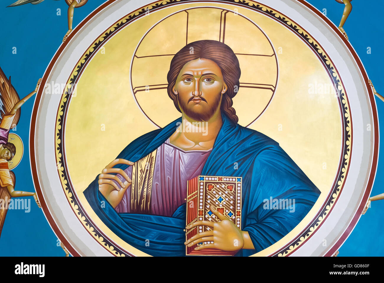 Athens, Greece 21 May 2016. Hagiography of Jesus Christ in a church ...