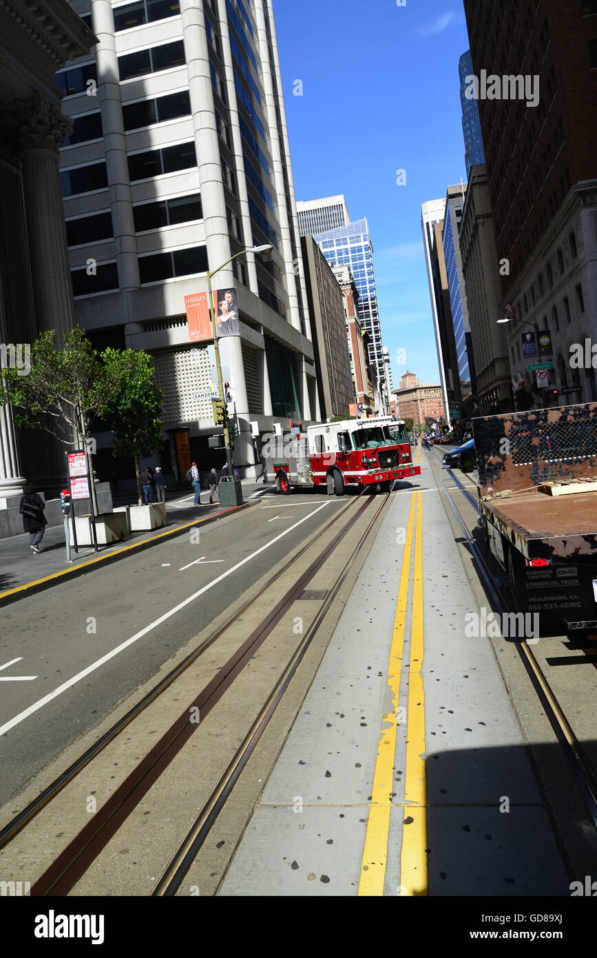 USA, California, San Francisco, California Street, Fire Tender Stock ...