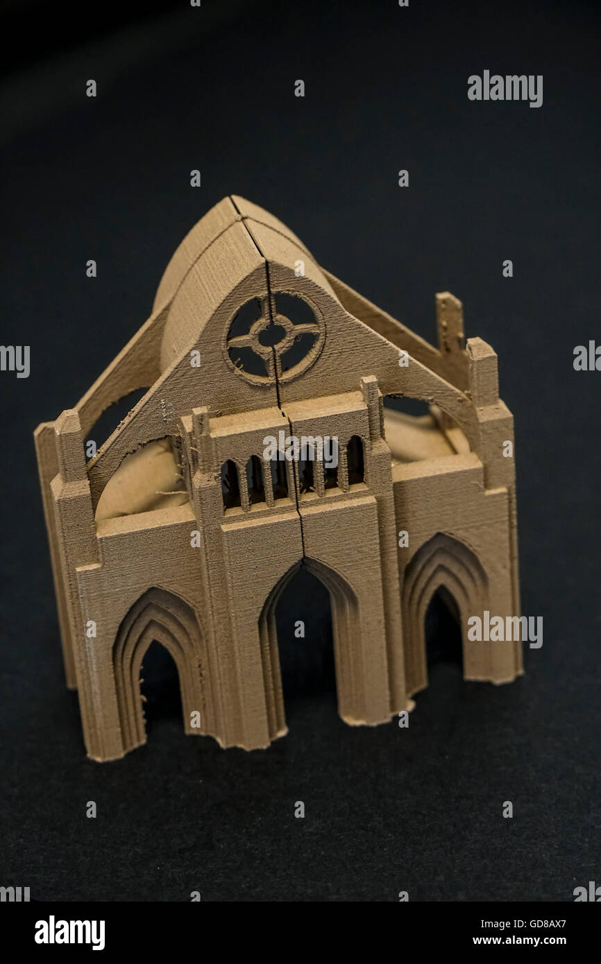3D printed church facade on black background Stock Photo - Alamy