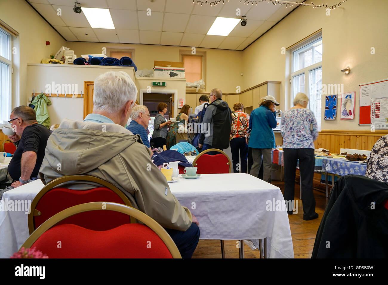 People inside English village hall in Derbyshire England Stock Photo ...