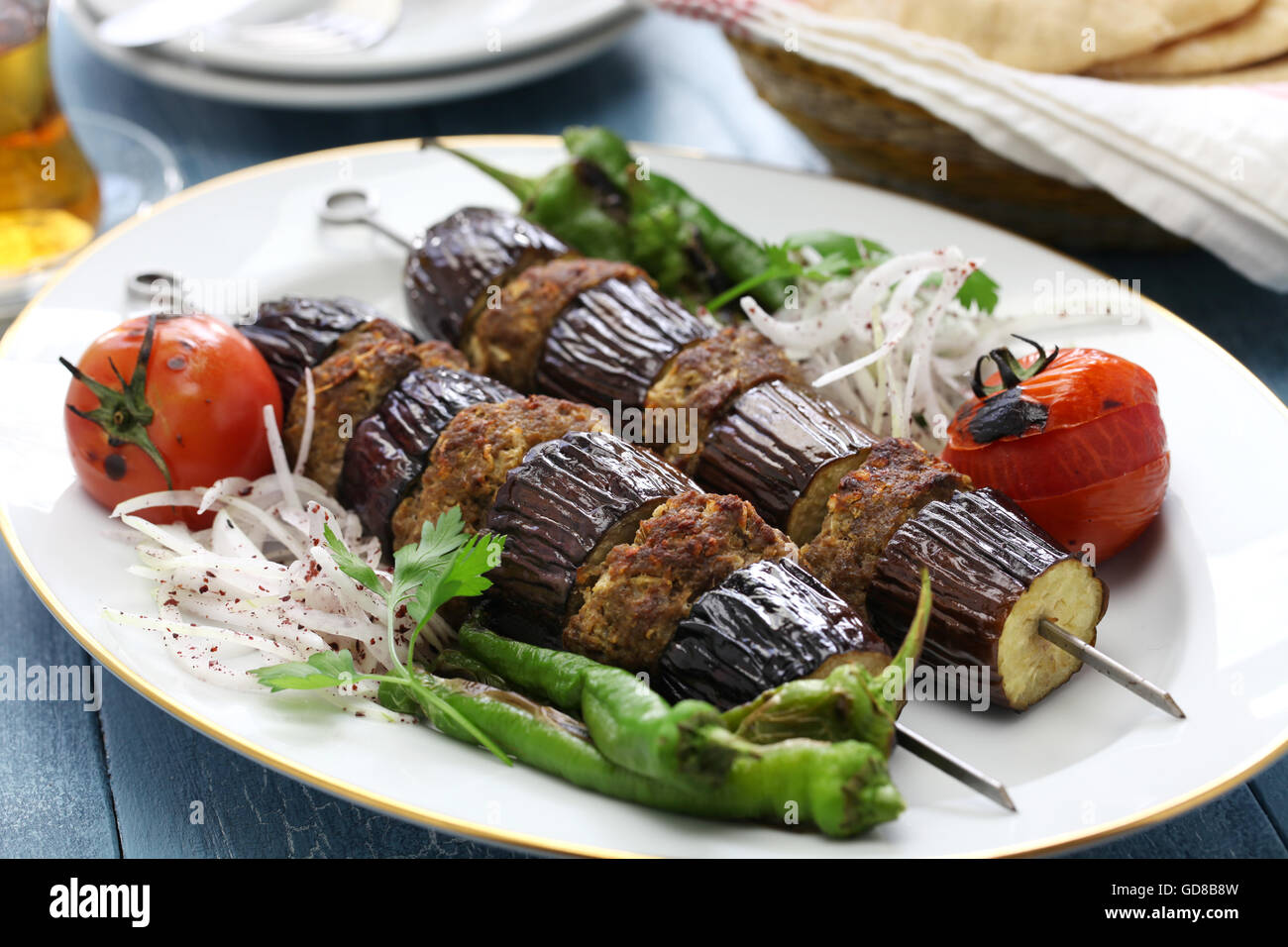eggplant kebab, patlican kebab, Turkish cuisine Stock Photo - Alamy