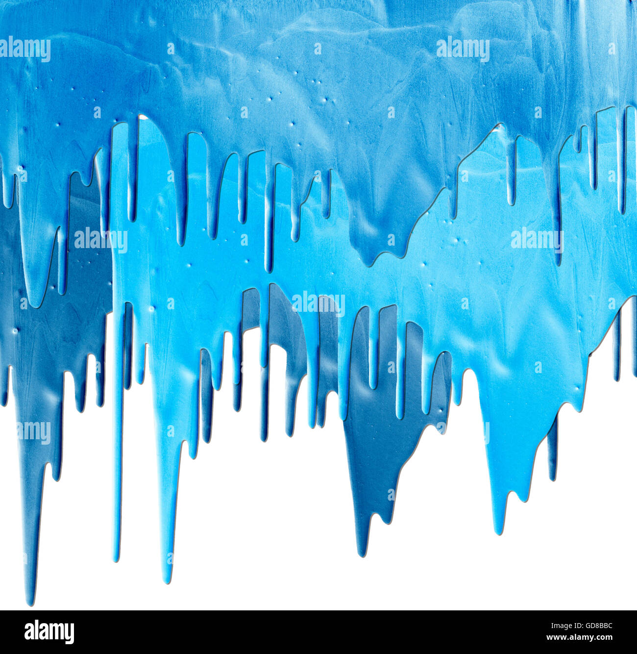 three shades of blue paints dripping isolated on white background Stock ...