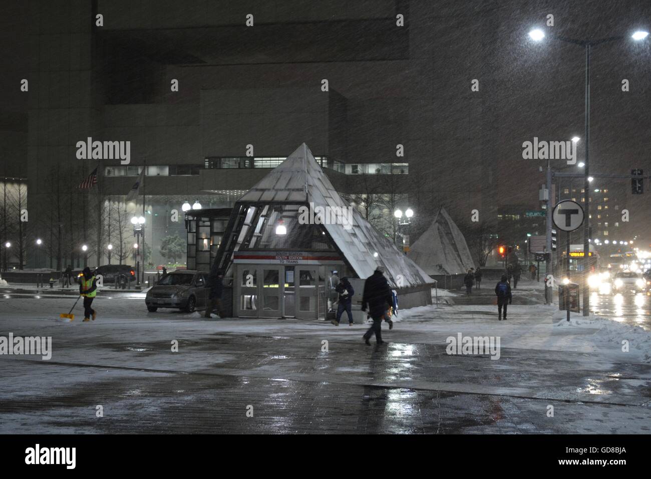 Downtown Boston during a Winter storm Stock Photo - Alamy