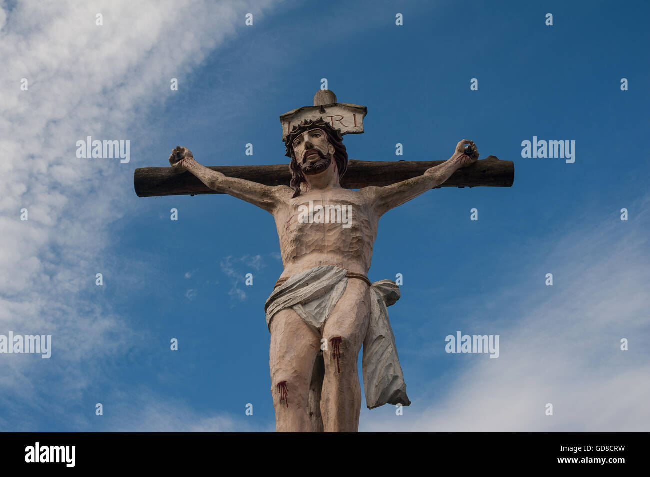 GERMANY, Bavaria, Oberammergau, May 31, 2016. A figure of Jesus Christ ...