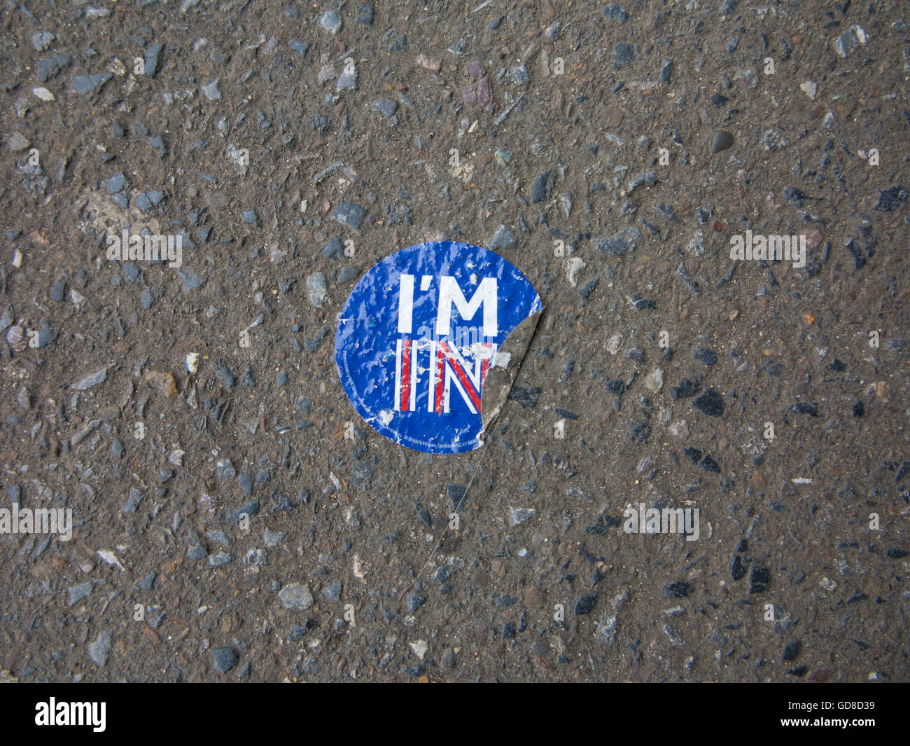 A forgotten Remain Brexit sticker after the referendum in the United ...