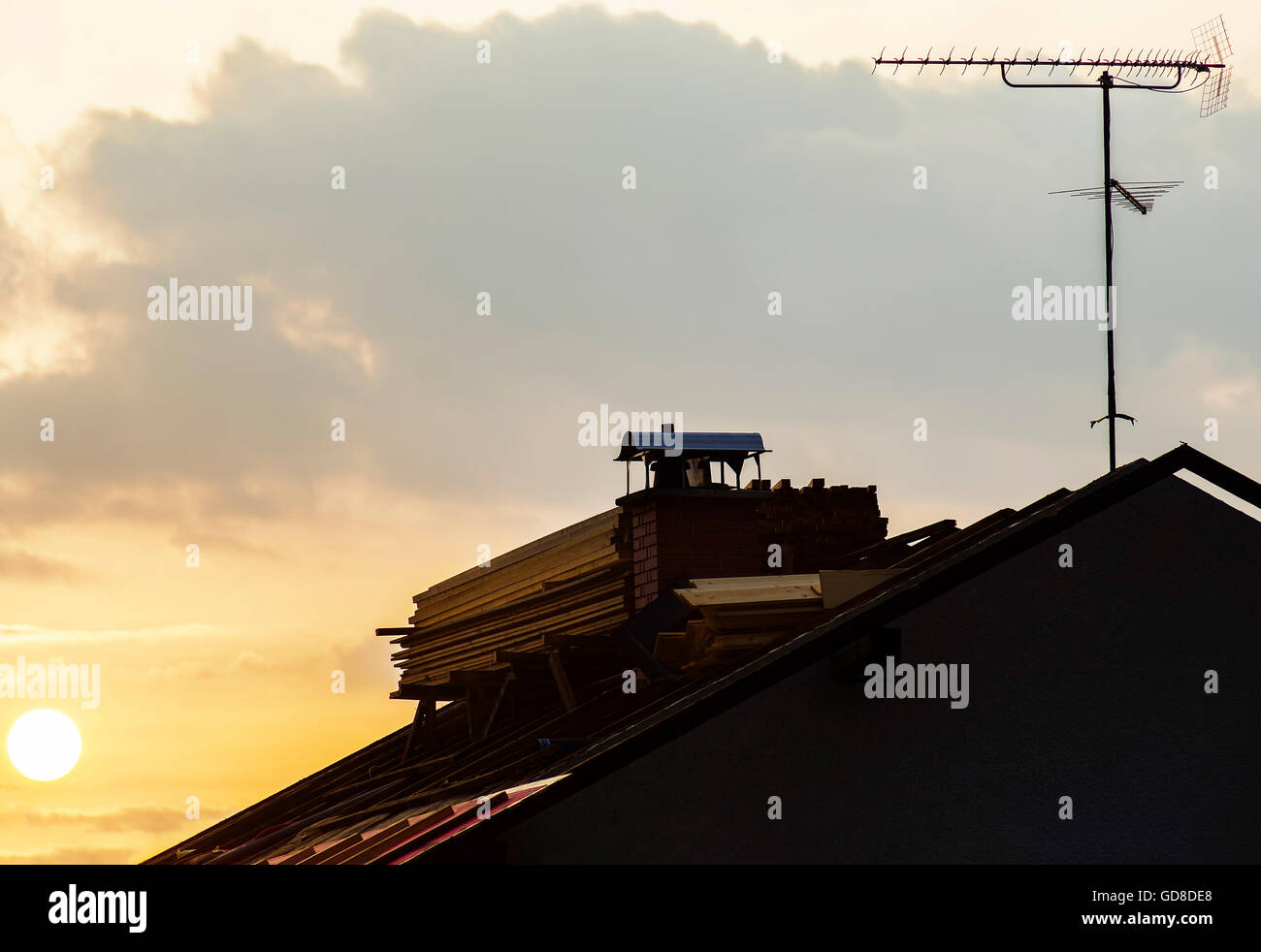 Roof repair work in progress Stock Photo - Alamy