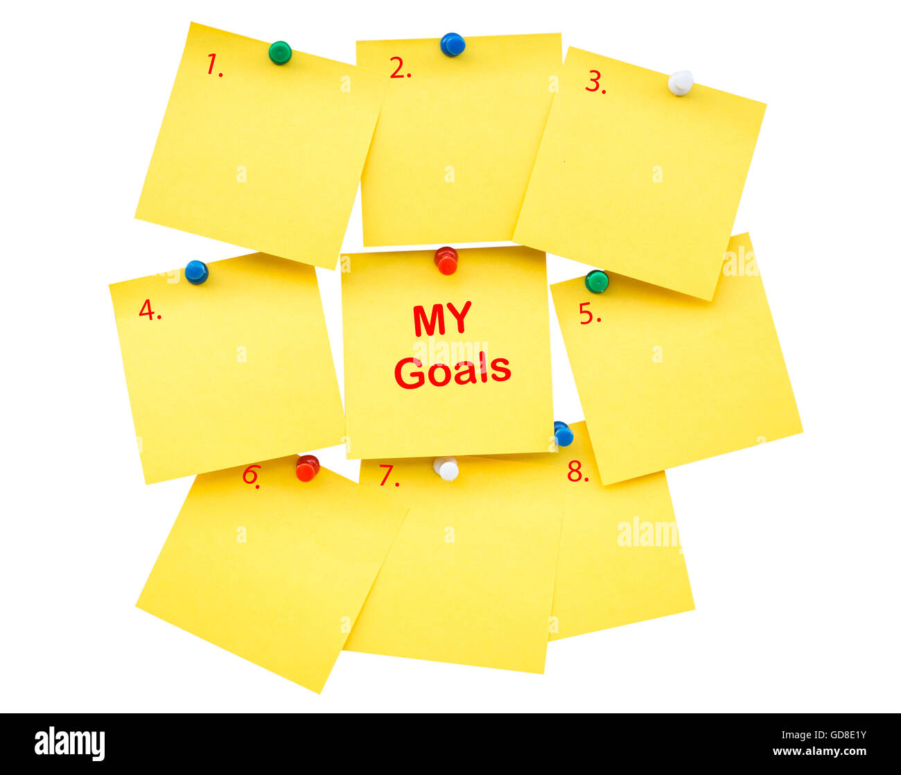 Sticky yellow blank note My Goals on isolated with clipping path, For ...