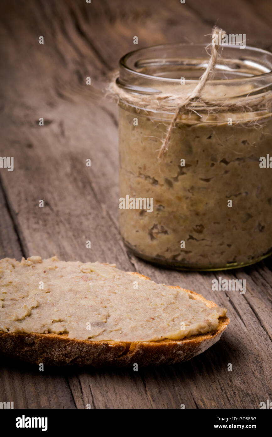 Homemade DIY natural vegan very healthy green lentil paste with rye ...