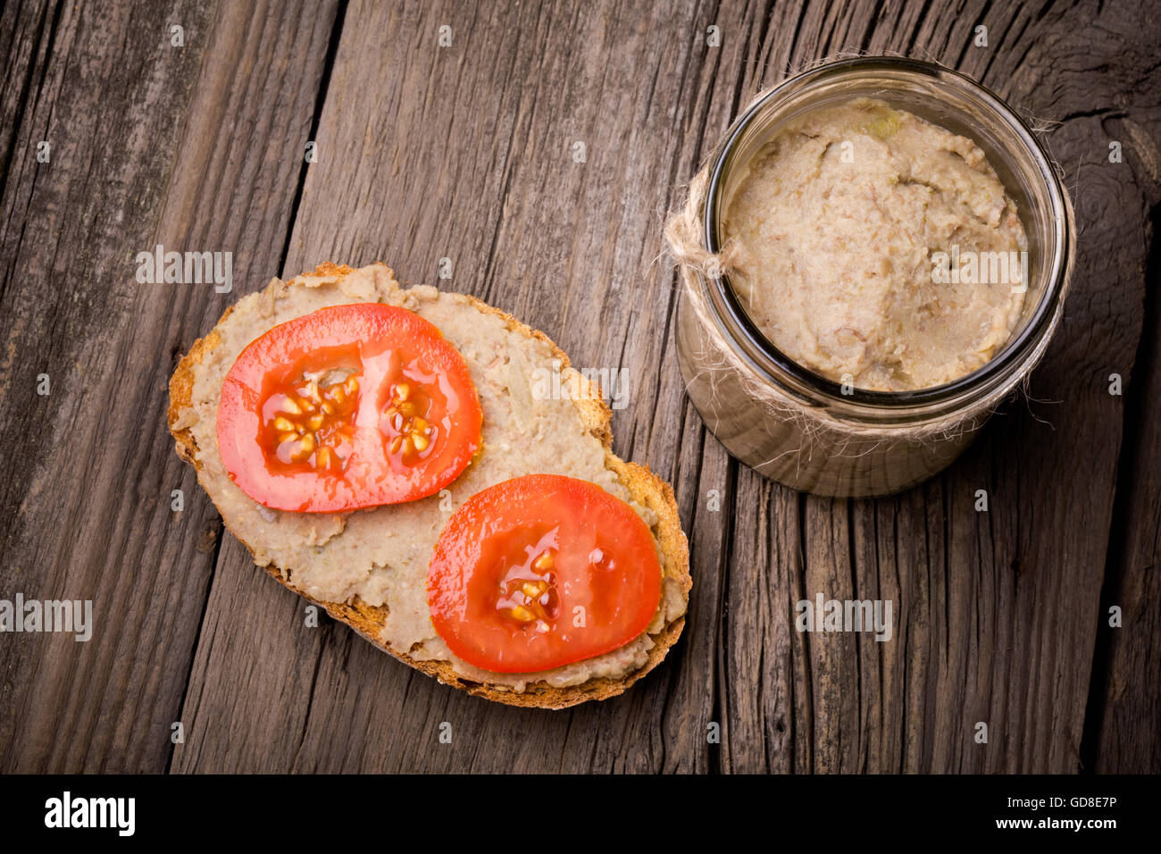 Homemade DIY natural vegan very healthy green lentil paste with rye ...