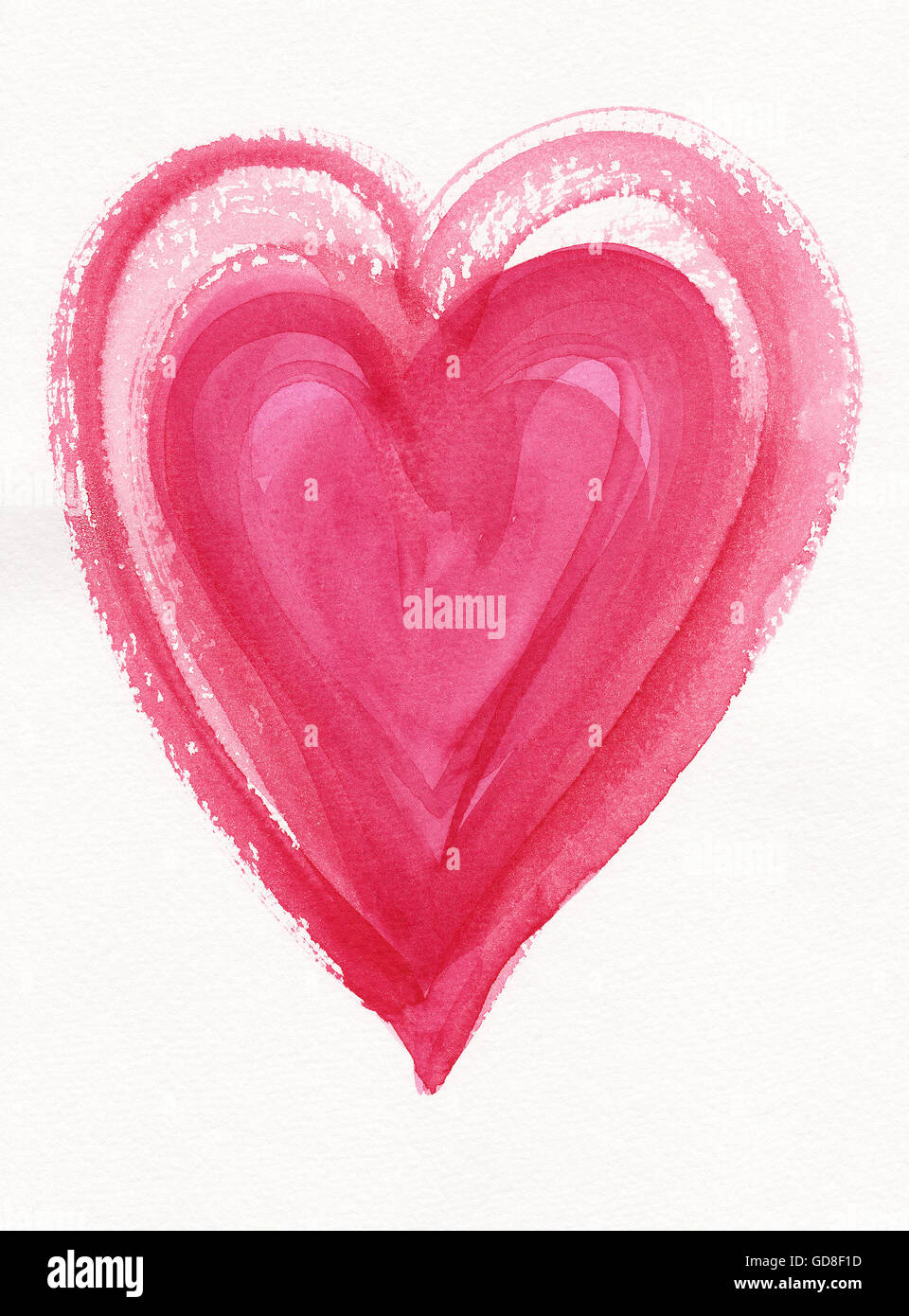 Pink watercolor heart painting Stock Photo - Alamy