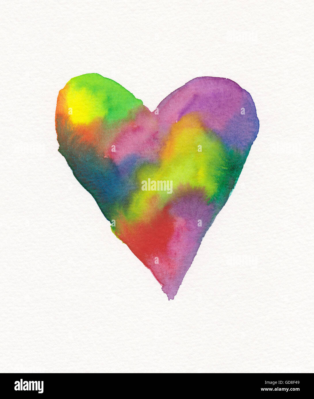 Rainbow colored heart watercolor painting Stock Photo - Alamy