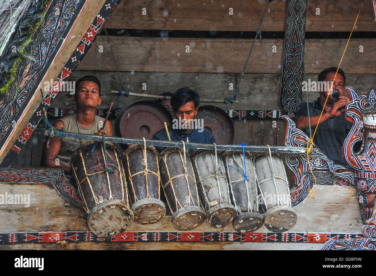 A Traditional Batak Musicians performing in Bolon Simanindo Batak ...
