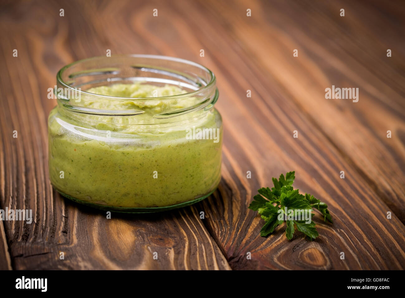 Natural homemade DIY vegan very healthy green paste made of avocado ...
