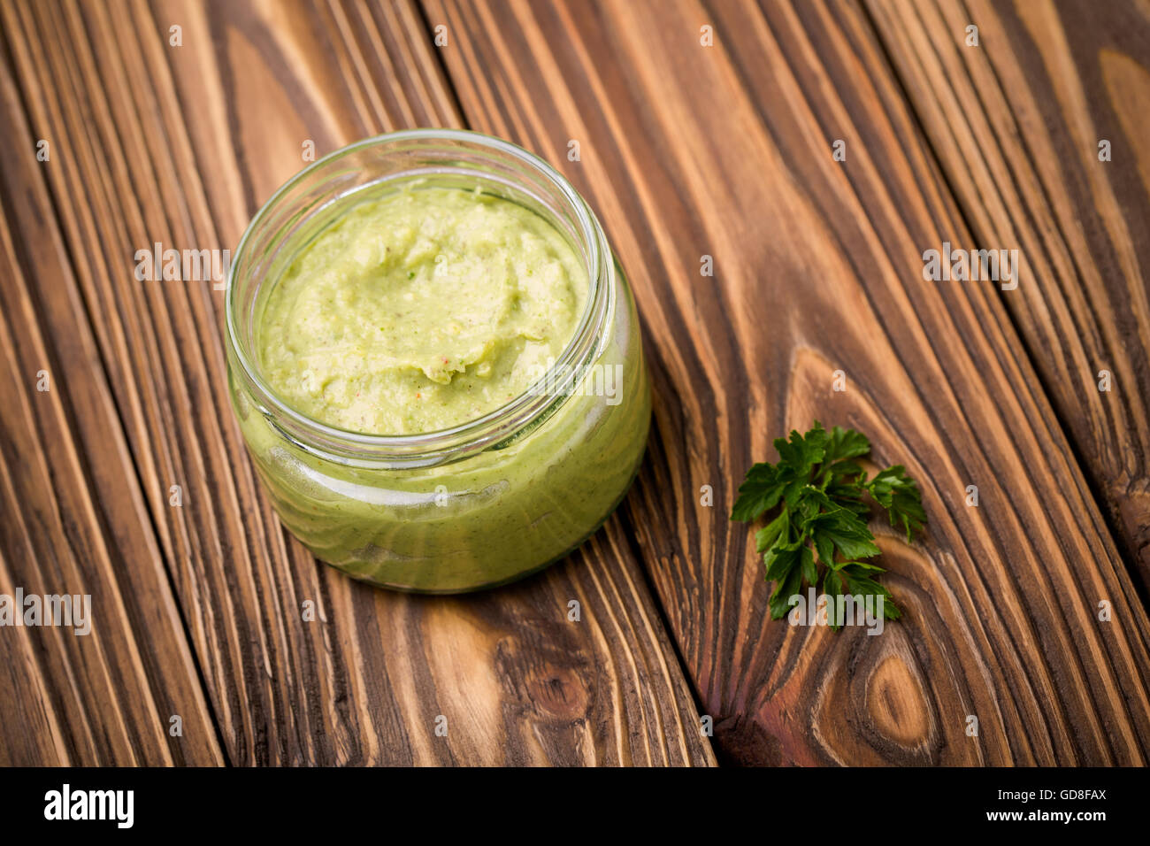 Natural homemade DIY vegan very healthy green paste made of avocado ...