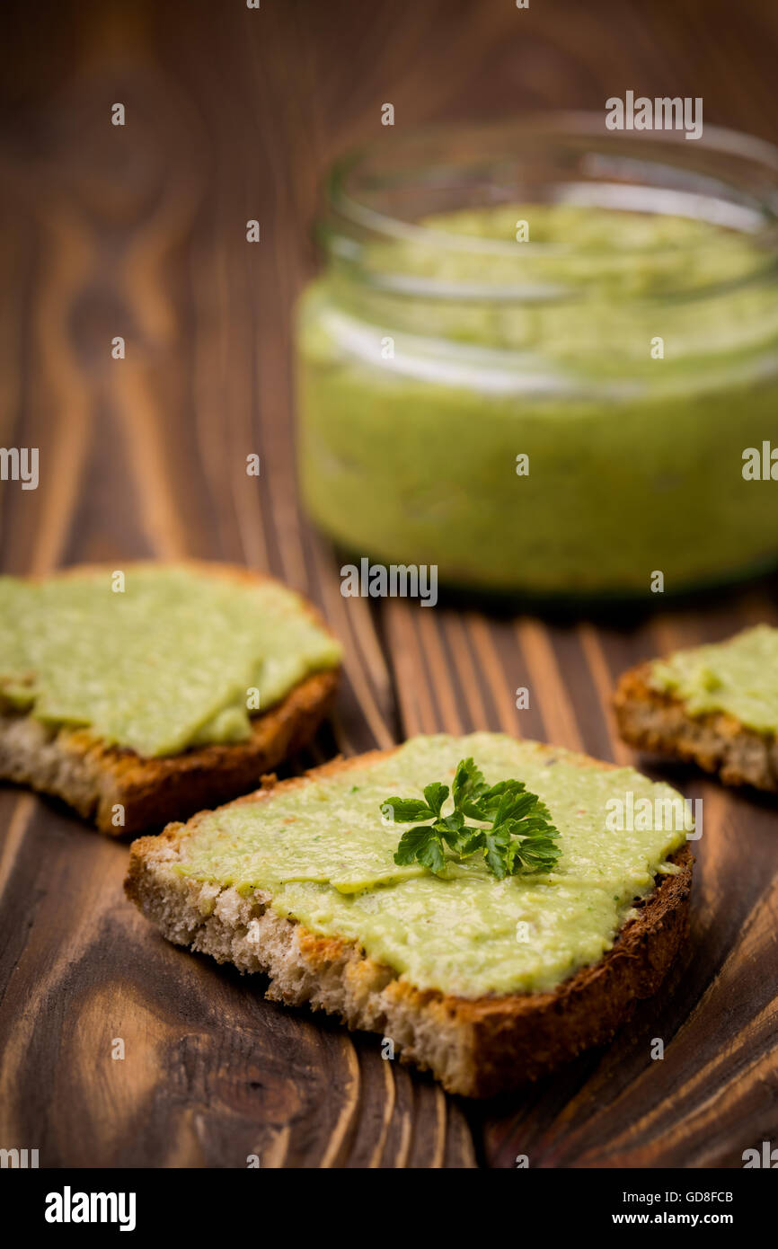 Natural homemade DIY vegan very healthy green paste made of avocado ...