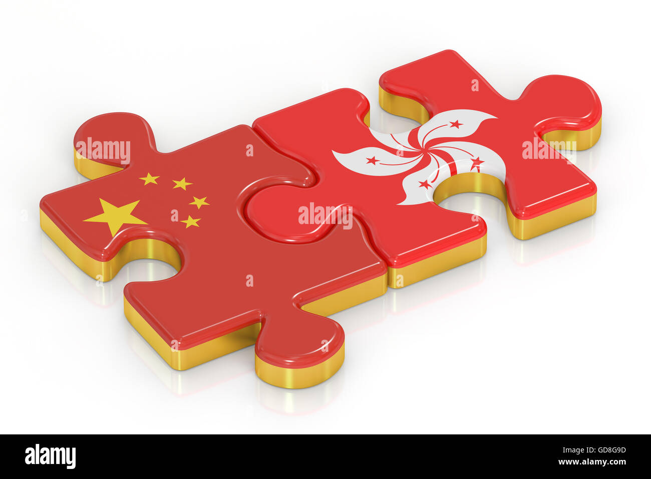 Hong Kong and China puzzles from flags, 3D rendering Stock Photo - Alamy
