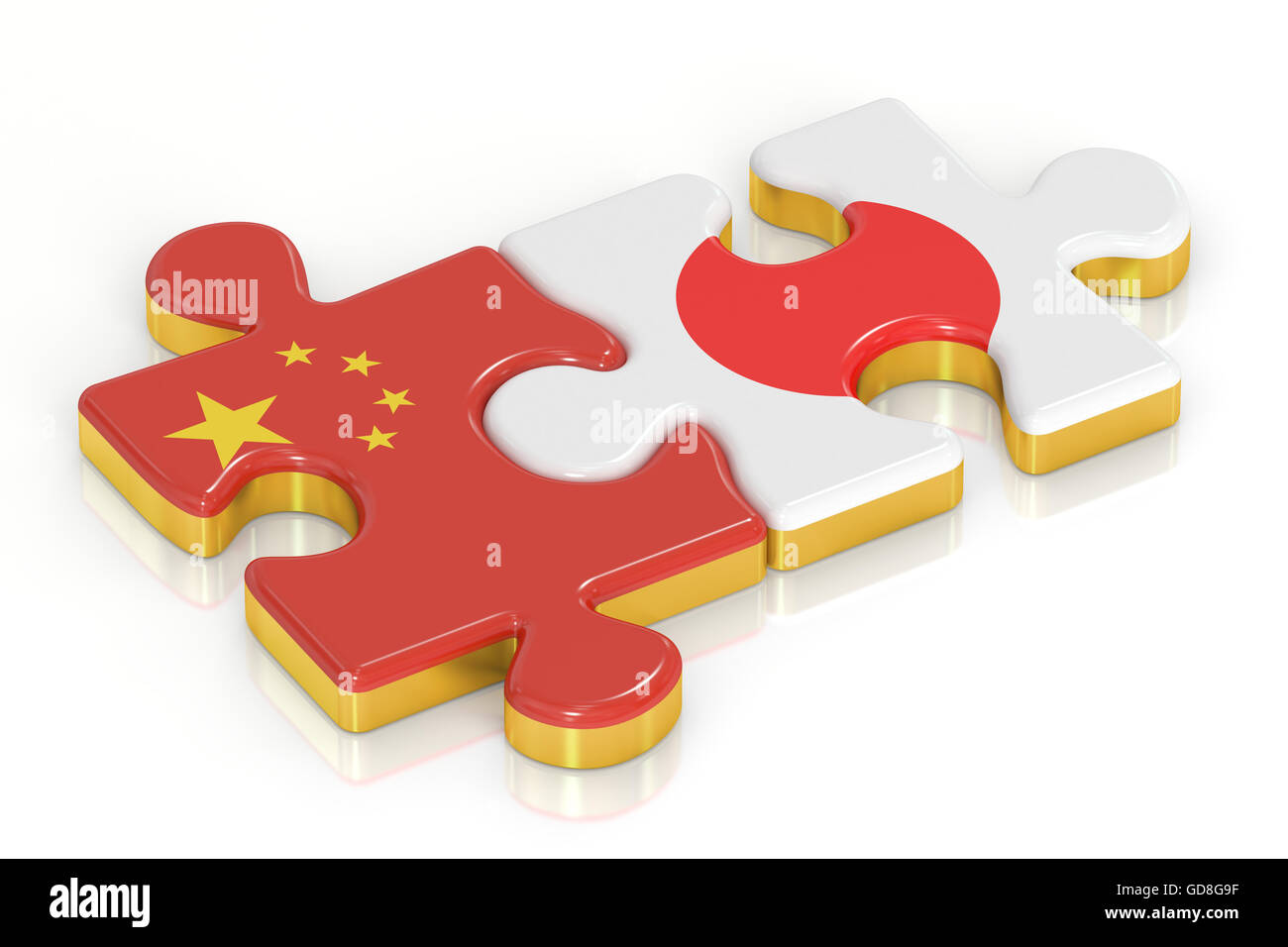 Japan and China puzzles from flags, 3D rendering Stock Photo - Alamy